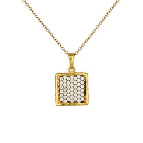 Μενταγιόν Χρυσός Κ9 με Λευκά Ζιργκόν